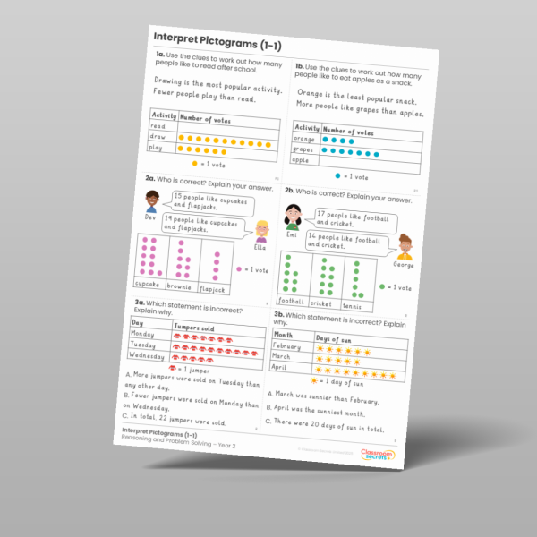 Year 2 Interpret Pictograms 1 1 Reasoning And Problem Solving 2 ...