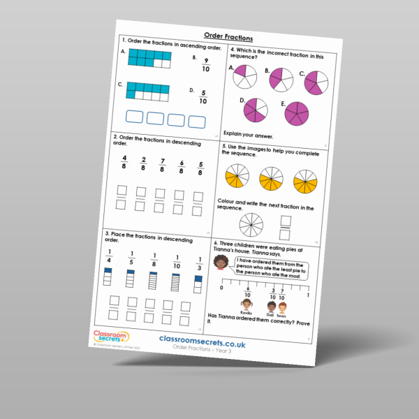 Order Fractions Mixed Activity Resource | Classroom Secrets