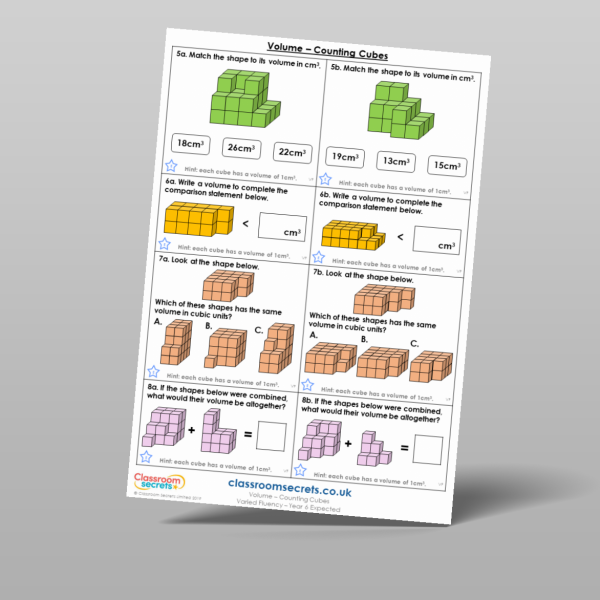 Year 6 Volume Counting Cubes Varied Fluency Resource | Classroom Secrets