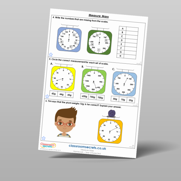Year 3 Measure Mass Homework Resource | Classroom Secrets
