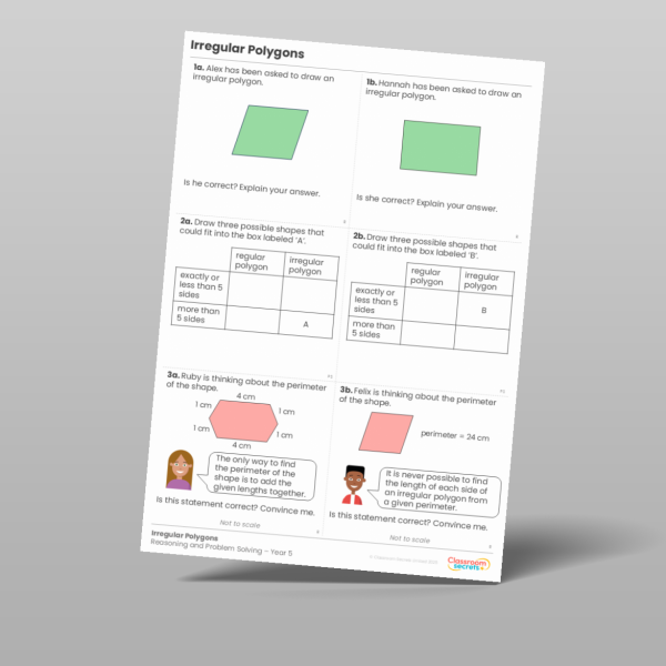 Year 5 Irregular Polygons Reasoning And Problem Solving Resource | Classroom Secrets