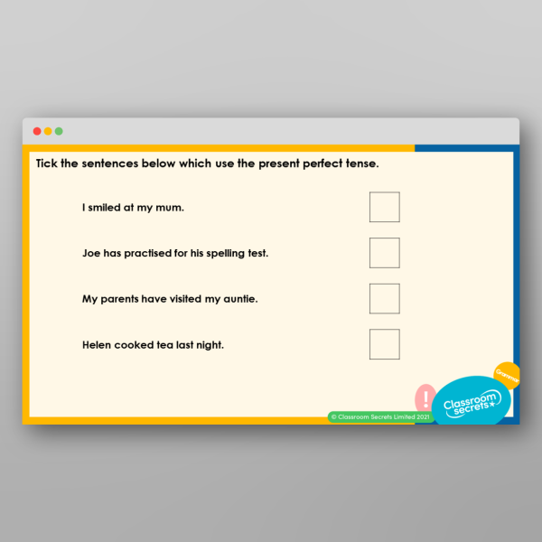 Year 3 Recognising And Using Present Perfect Form In Sentences Teaching ...