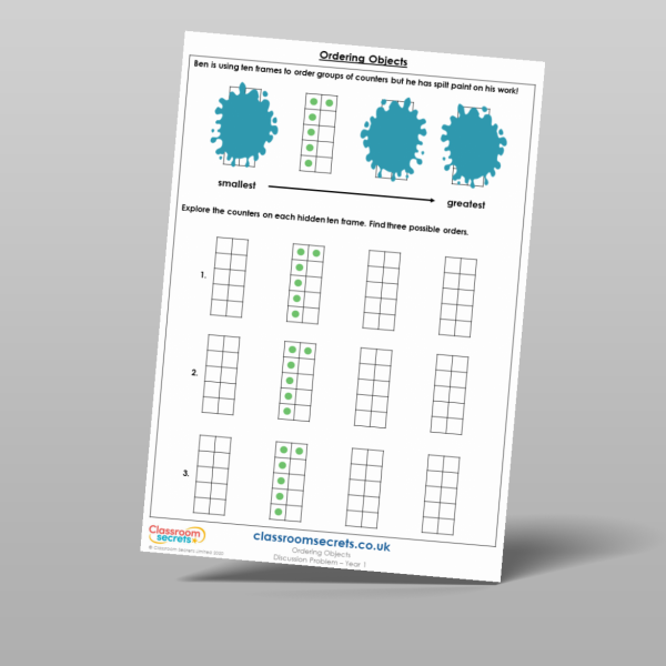 Year 1 Ordering Objects Discussion Problem Resource | Classroom Secrets