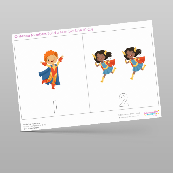 Eyfs Superheroes Build A Number Line Learning Activity Resource ...