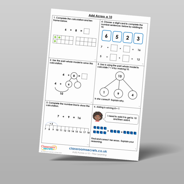 Year 2 Add Across A 10 Prior Learning Resource | Classroom Secrets