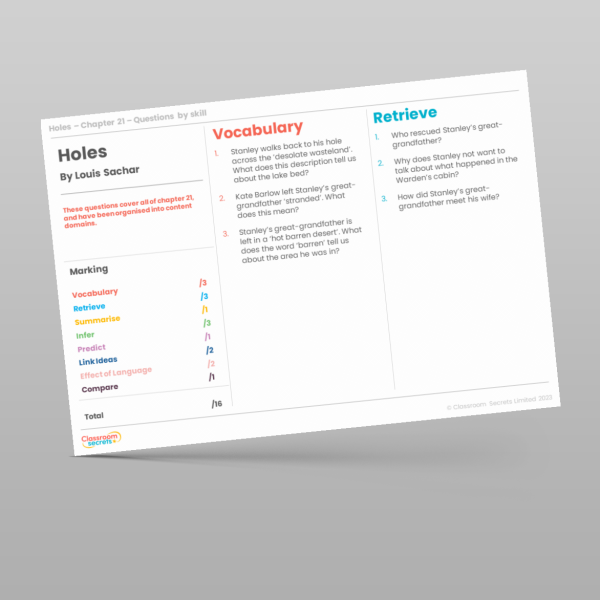 UKS2 Reading Skills Holes Chapter 21 Resource | Classroom Secrets