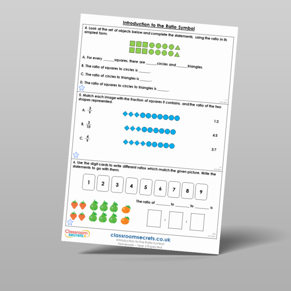 Year 6 Introduction To The Ratio Symbol Homework Resource | Classroom ...