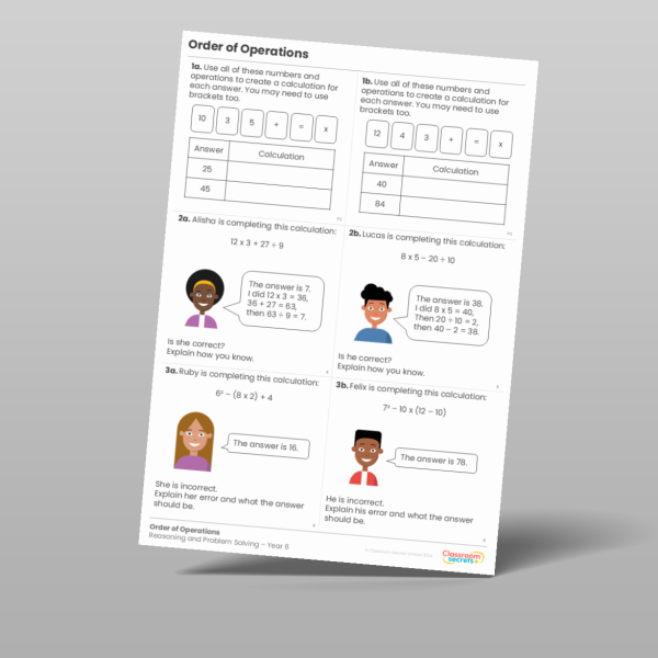 Year 6 Order Of Operations Reasoning And Problem Solving 2 Resource ...