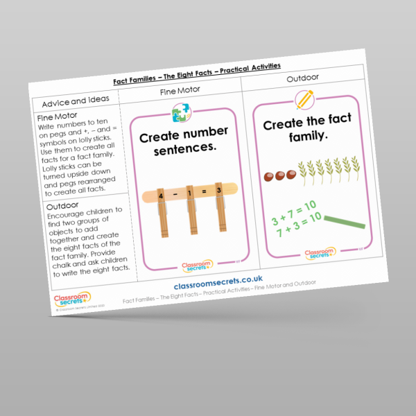 Year 1 Fact Families The Eight Facts Practical Activities Resource ...