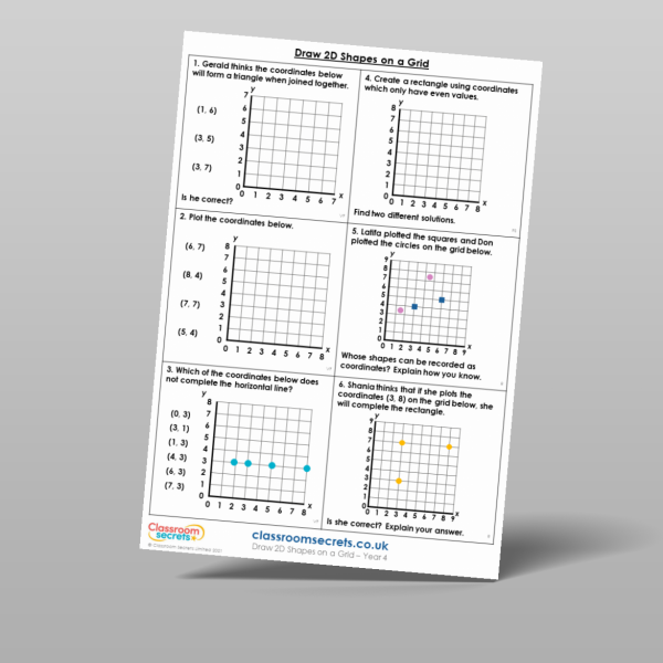 Year 4 Draw 2d Shapes On A Grid Mixed Activity Resource | Classroom Secrets