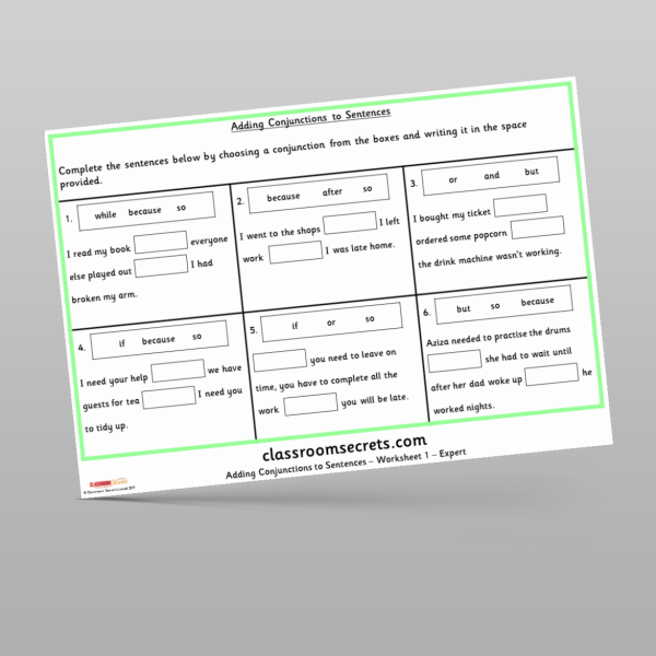 KS2 Adding Conjunctions To Sentences Test Practice Resource | Classroom ...