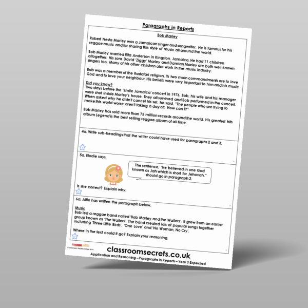 Year 3 Paragraphs In Reports Application And Reasoning Resource ...