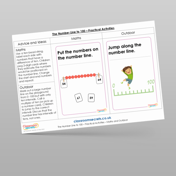 Year 1 The Number Line To 100 Practical Activities Resource | Classroom ...
