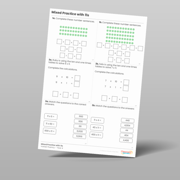 Year 4 Mixed Practice With 11s Varied Fluency Resource | Classroom Secrets