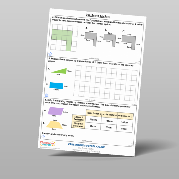 Year 6 Use Scale Factors Homework Resource | Classroom Secrets