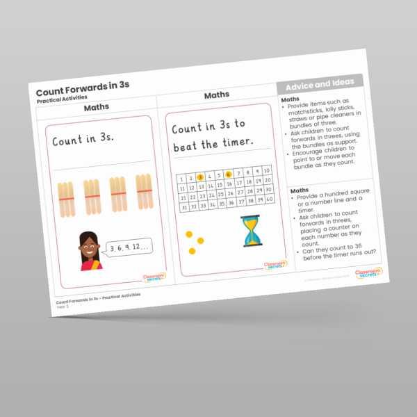 Year 2 Count Forwards In 3s Practical Activities Resource | Classroom ...