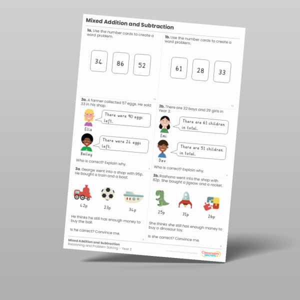 Year 2 Mixed Addition And Subtraction Reasoning And Problem Solving 2 ...