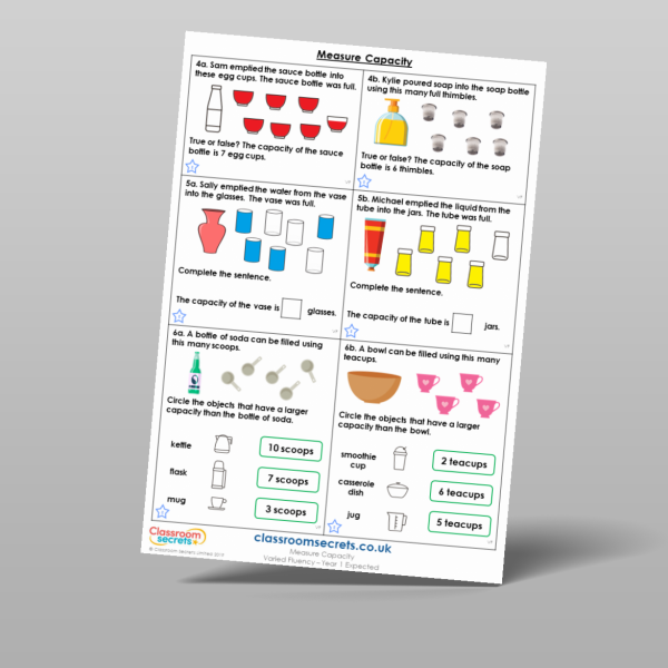 Year 1 Measure Capacity Varied Fluency Resource | Classroom Secrets