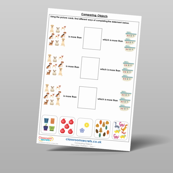 Year 1 Comparing Objects Discussion Problem Resource Classroom Secrets