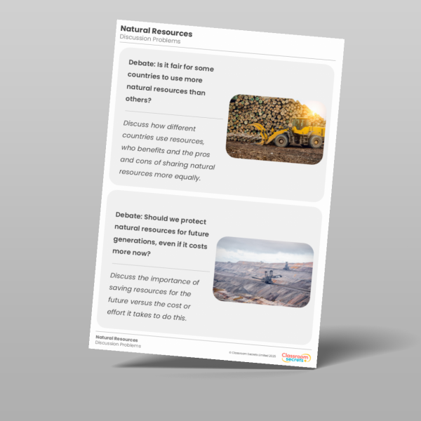 UKS2 Natural Resources Geography Discussion Problems Resource ...