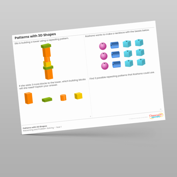 Year 1 Patterns With 3d Shapes Reasoning And Problem Solving Resource ...