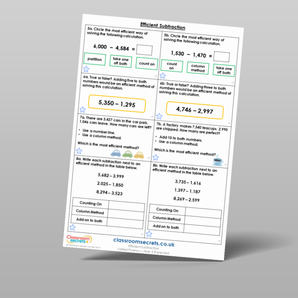 Year 4 Efficient Subtraction Varied Fluency Resource | Classroom Secrets