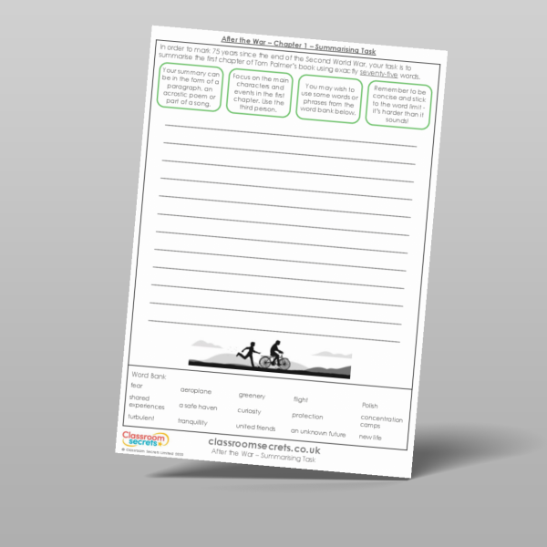 UKS2 After The War Chapter 1 Summarising Task Resource | Classroom Secrets