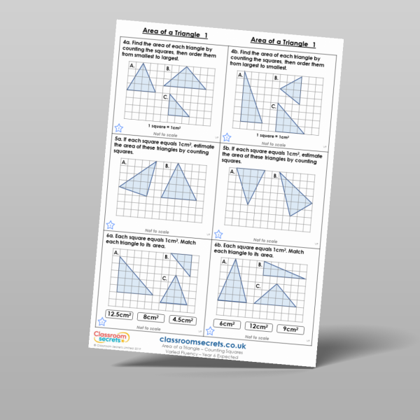 Year 6 Area Of A Triangle Counting Squares Varied Fluency Resource ...