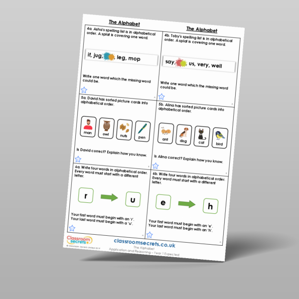 Year 1 The Alphabet Application And Reasoning Resource | Classroom Secrets