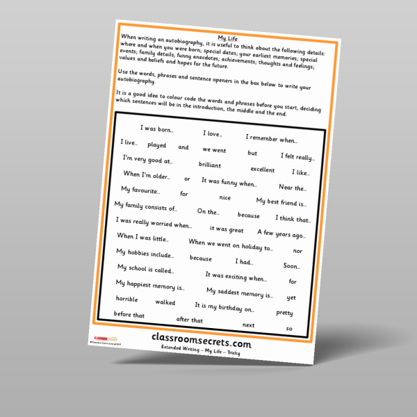 KS1 And Ks2 Autobiography Writing Prompt Resource | Classroom Secrets