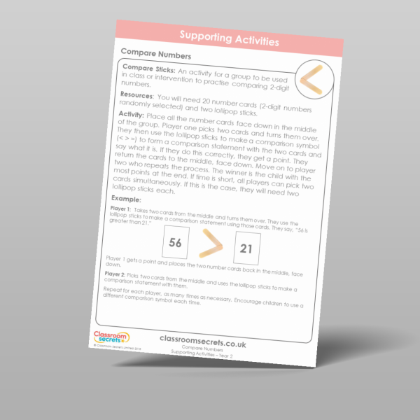 Year 2 Compare Numbers Supporting Activity Resource | Classroom Secrets