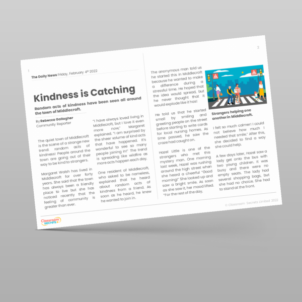 Year 3 Reading Skills Kindness Is Catching Resource | Classroom Secrets