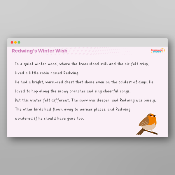 KS1 Redwing S Winter Wish A Winter Story Resource | Classroom Secrets
