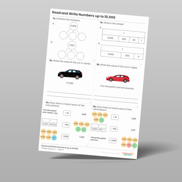 Year 5 Read And Write Numbers Up To 10 000 Varied Fluency 2 Resource ...