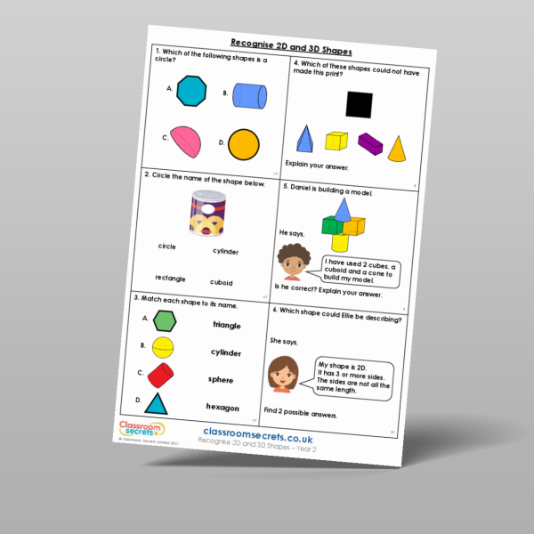 Year 2 Recognise 2d And 3d Shapes Mixed Activity Resource | Classroom ...