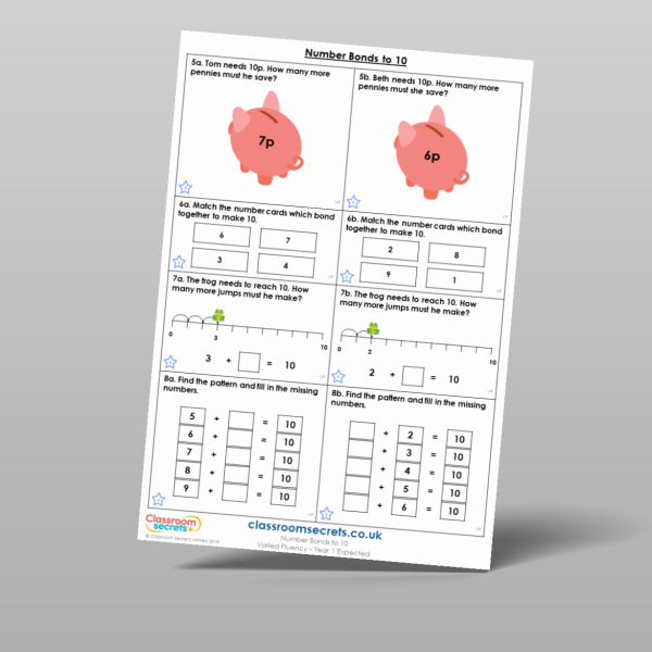Year 1 Number Bonds To 10 Varied Fluency Resource | Classroom Secrets
