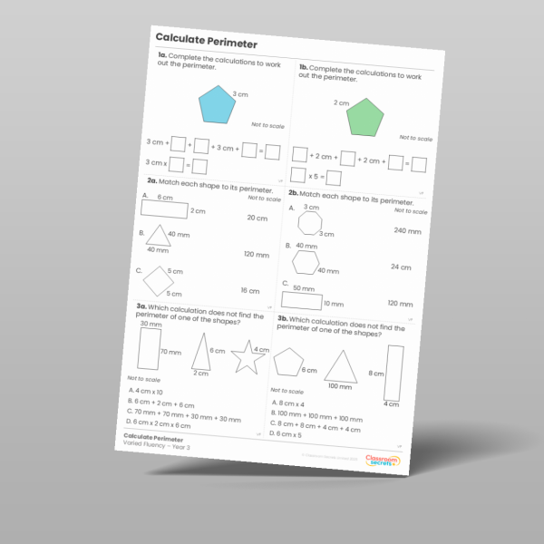 Year 3 Calculate Perimeter Varied Fluency 2 Resource | Classroom Secrets