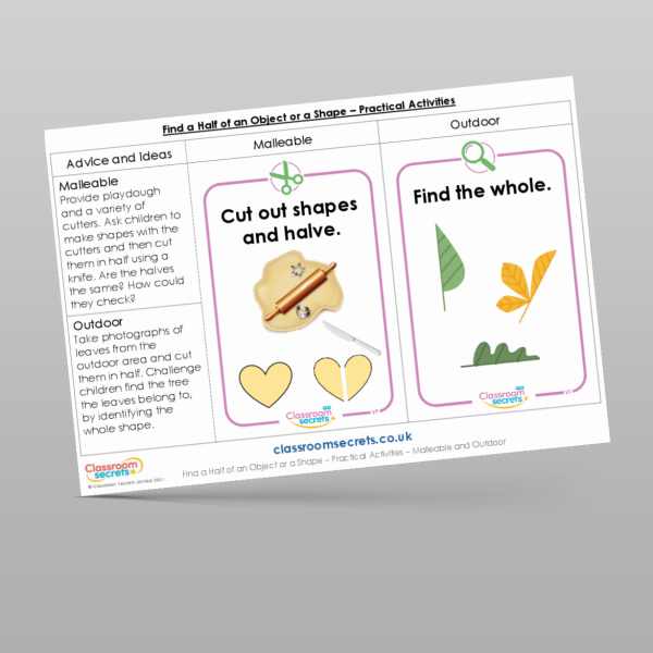 Year 1 Find A Half Of An Object Or A Shape Practical Activities ...