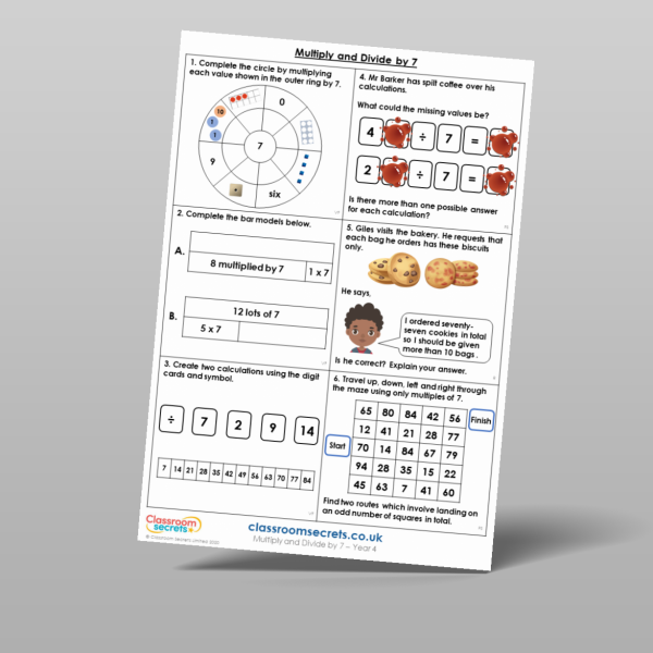 Year 4 Multiply And Divide By 7 Mixed Activity Resource | Classroom Secrets