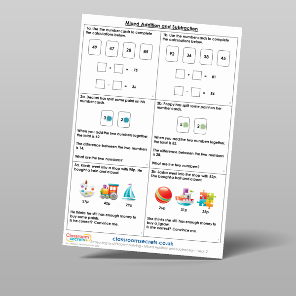Year 2 Mixed Addition And Subtraction Reasoning And Problem Solving ...