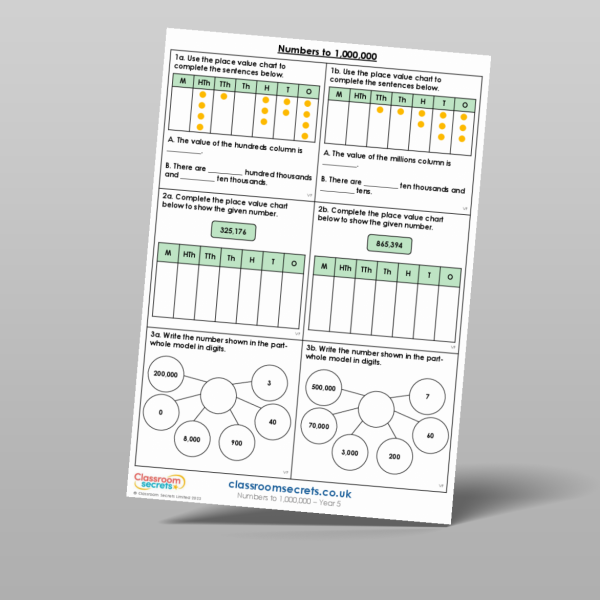 Year 5 Numbers To 1 000 000 Varied Fluency Resource Classroom Secrets