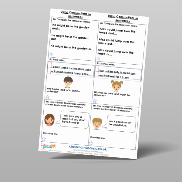 Year 2 Using Conjunctions In Sentences Application And Reasoning Resource Classroom Secrets
