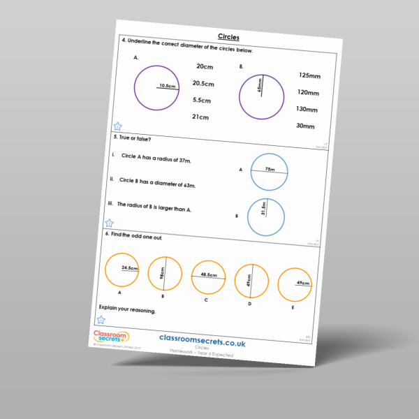 Year 6 Circles Homework Resource | Classroom Secrets