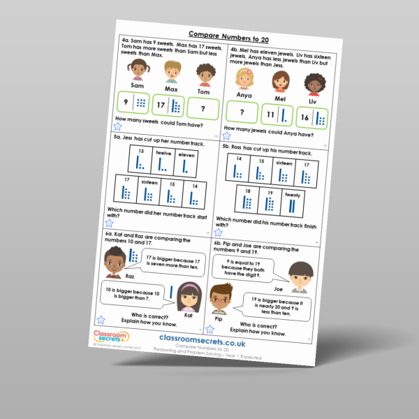 Year 1 Compare Numbers To 20 Reasoning And Problem Solving Resource