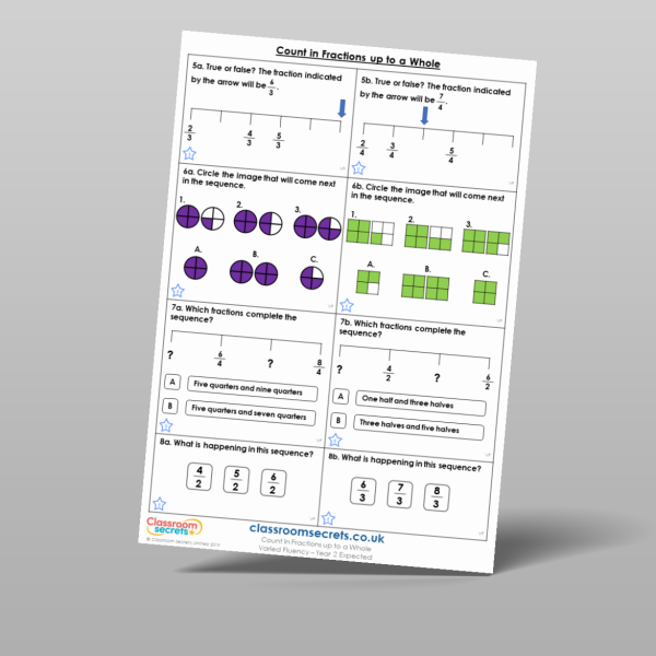 Year 2 Count In Fractions Up To A Whole Varied Fluency Resource ...