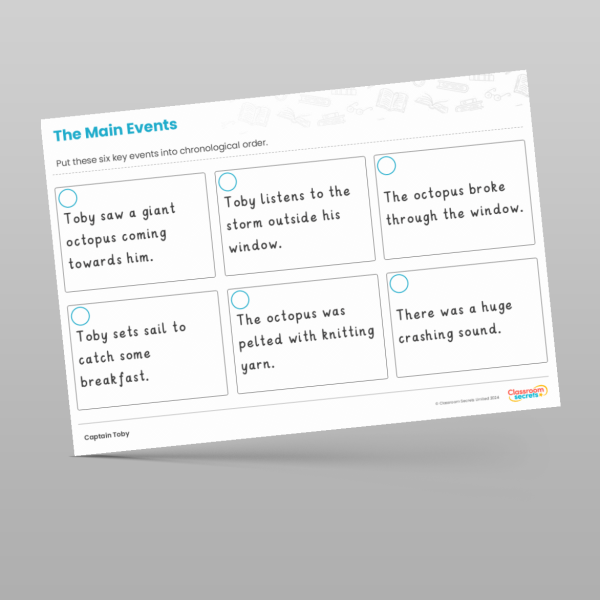 Year 2 Captain Toby Writing Unit The Main Events Resource | Classroom ...