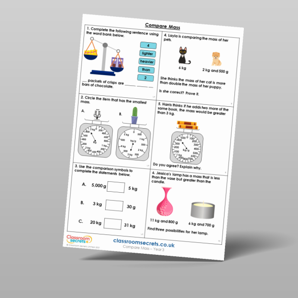 Year 3 Compare Mass Mixed Activity Resource | Classroom Secrets