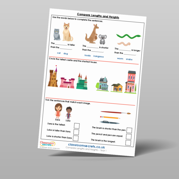 Year 1 Compare Lengths And Heights Main Activity Resource | Classroom ...