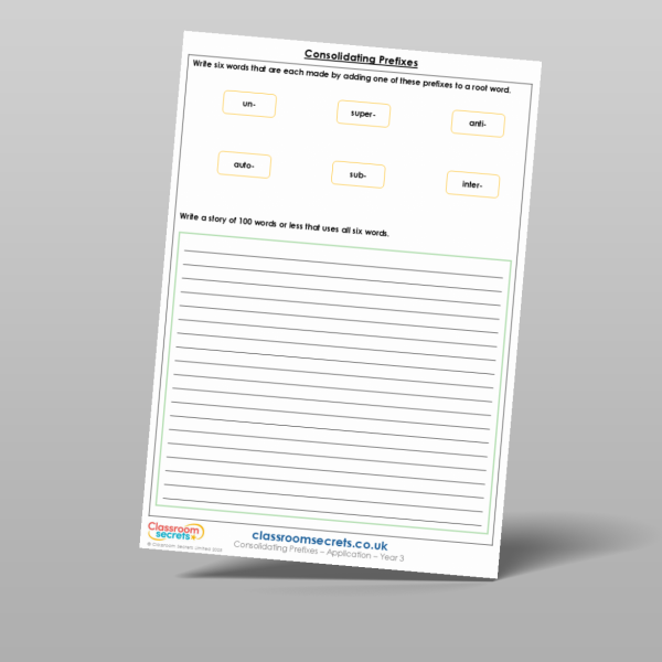 Year 3 Consolidating Prefixes Application Resource | Classroom Secrets
