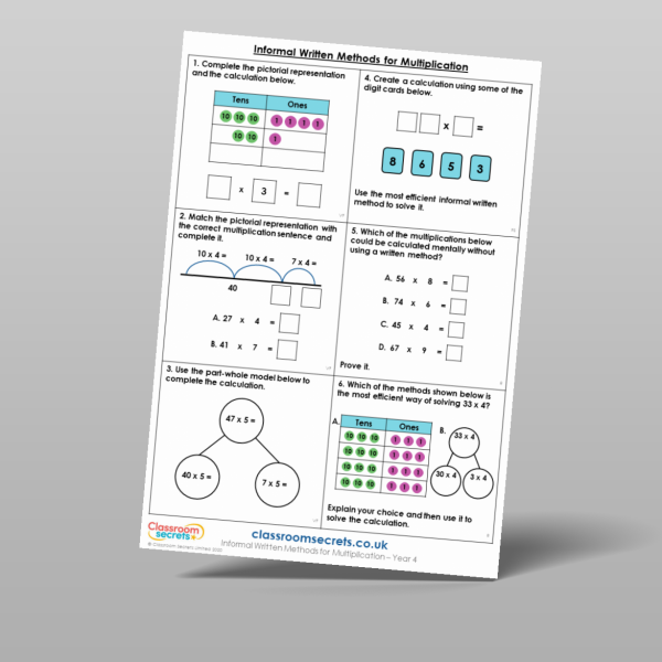 Year 4 Informal Written Methods For Multiplication Mixed Activity Resource | Classroom Secrets
